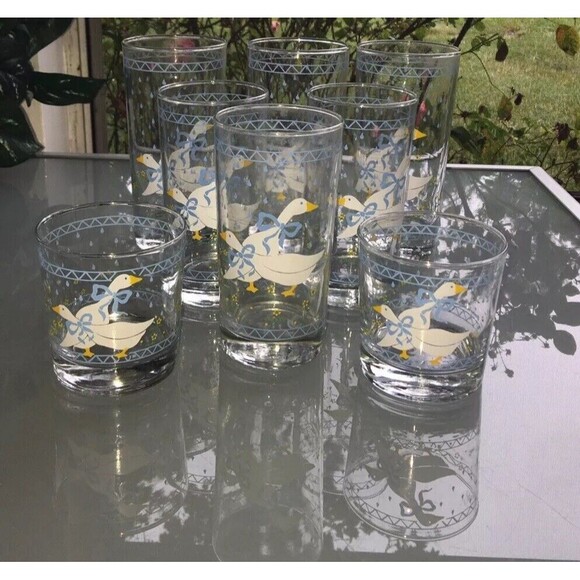 Libbey | Dining | Vintage Drinking Glass Set Of 8 Country White Goose ...